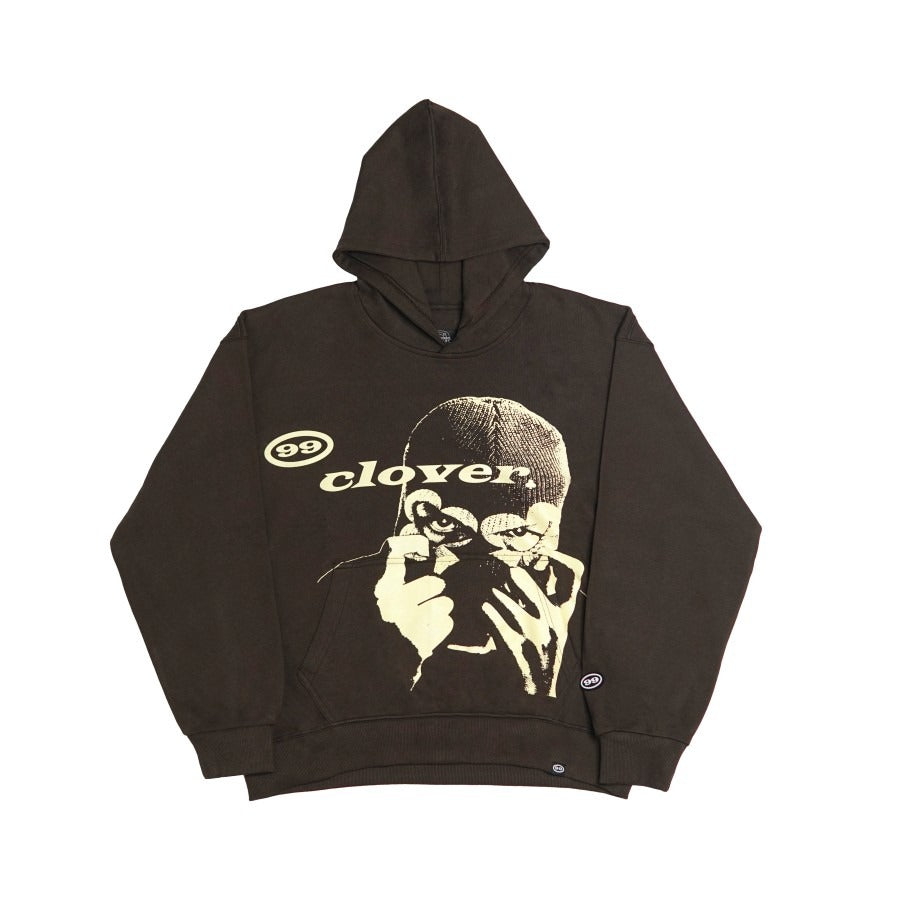 "CLOVER VISION" OVERSIZED HOODIE BROWN – 99clover