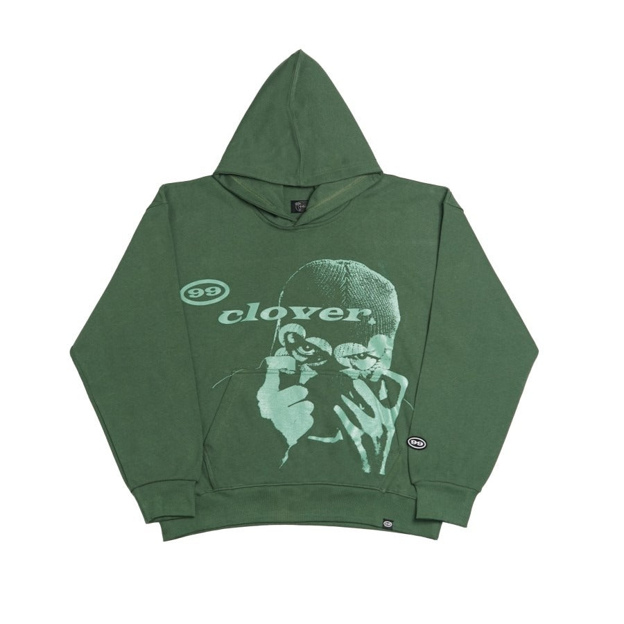 "CLOVER VISION" OVERSIZED HOODIE GREEN – 99clover
